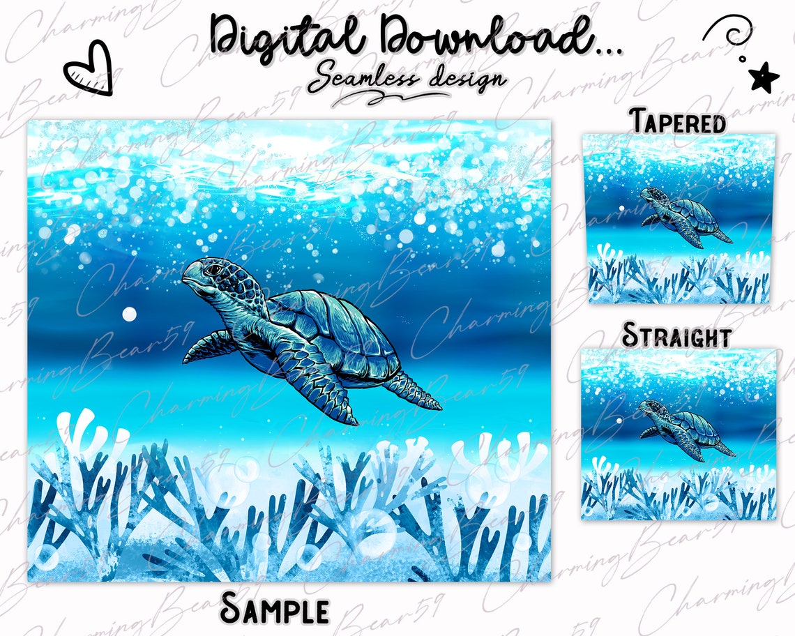Sea Turtles Tumbler Wrap Sea Turtles Sublimation, Sea Turtle Glitter ...