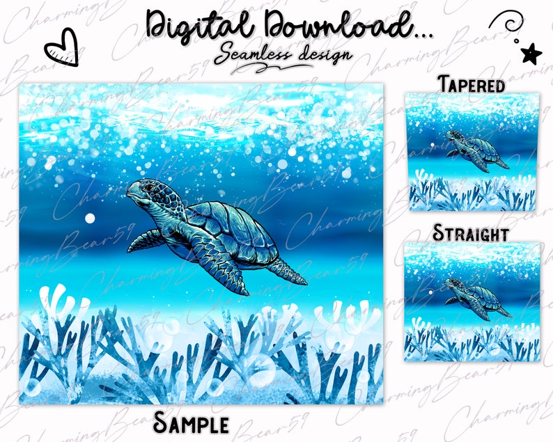 Sea Turtles Tumbler Wrap Sea Turtles Sublimation, Sea Turtle Glitter ...