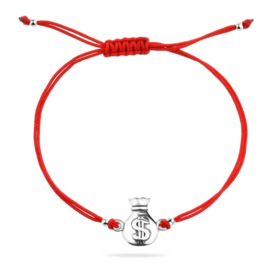 Lucky Dollar Sign Money Bag Charm Red String Adjustable Bracelet ...