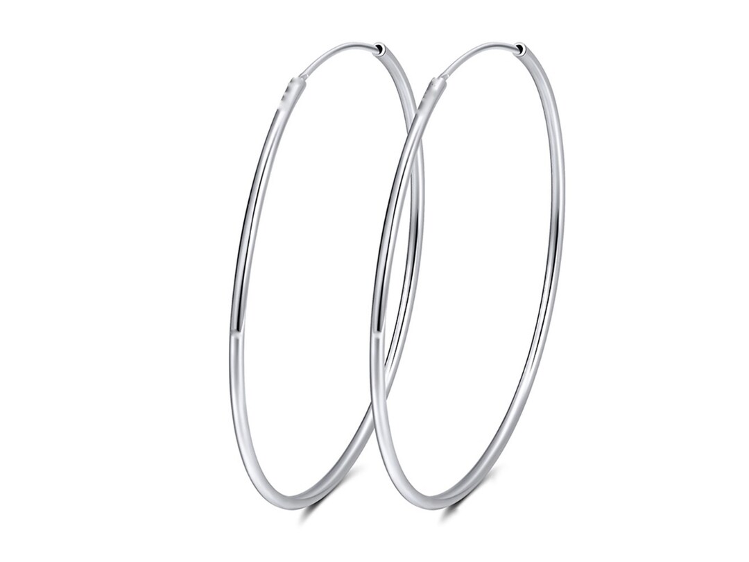 Endless Wire Sleeper Hoops Sterling Silver .925 Earrings 5cm - Etsy