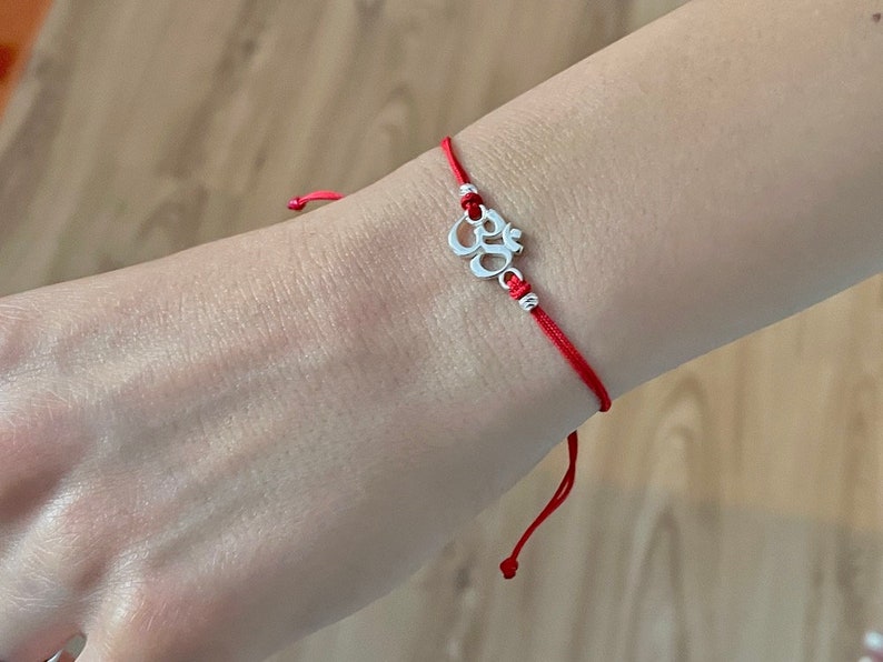 Om Bracelet Red String Sterling Silver 925 Chakra Healed Buddha ...