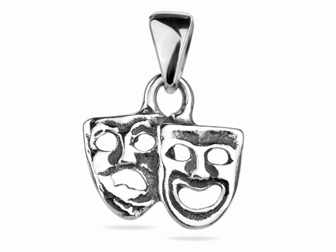 Sterling Silver 925 Pendant Drama Comedy Theatre Mask Happy Sad Face ...