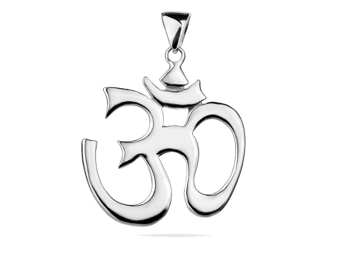 Sterling Silver 925 Om Ohm Large Pendant Aum Symbol Spiritual Necklace ...
