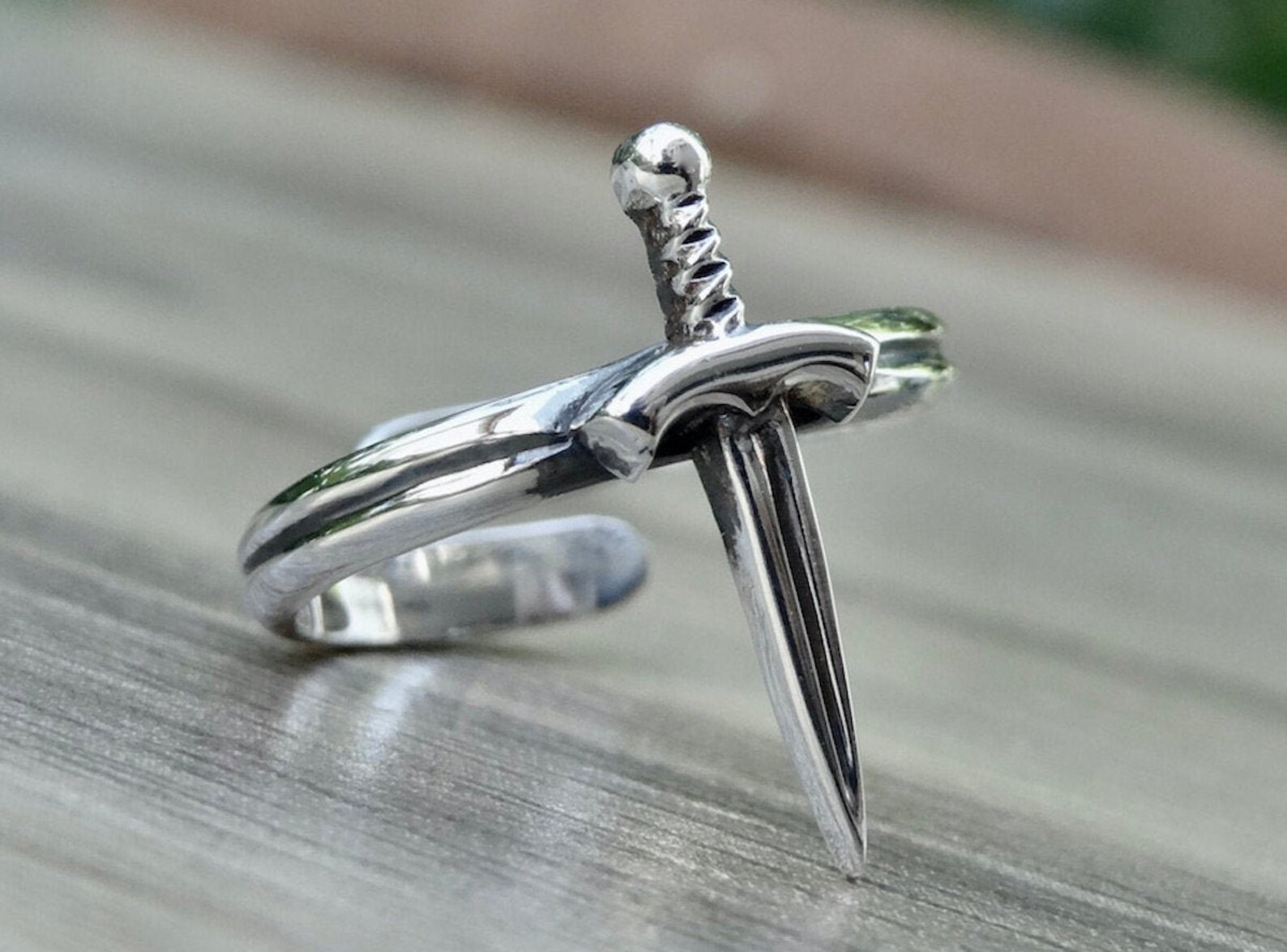 Sword Ring Sterling Silver 925 Minimalistic Stacking Dagger Adjustable ...