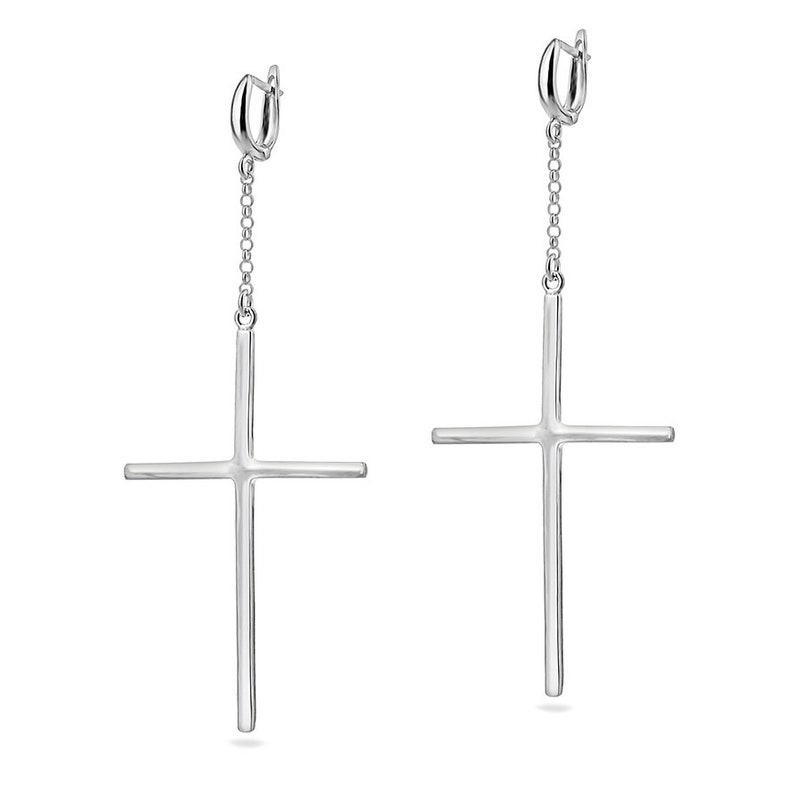 Silver Cross Earrings - Etsy