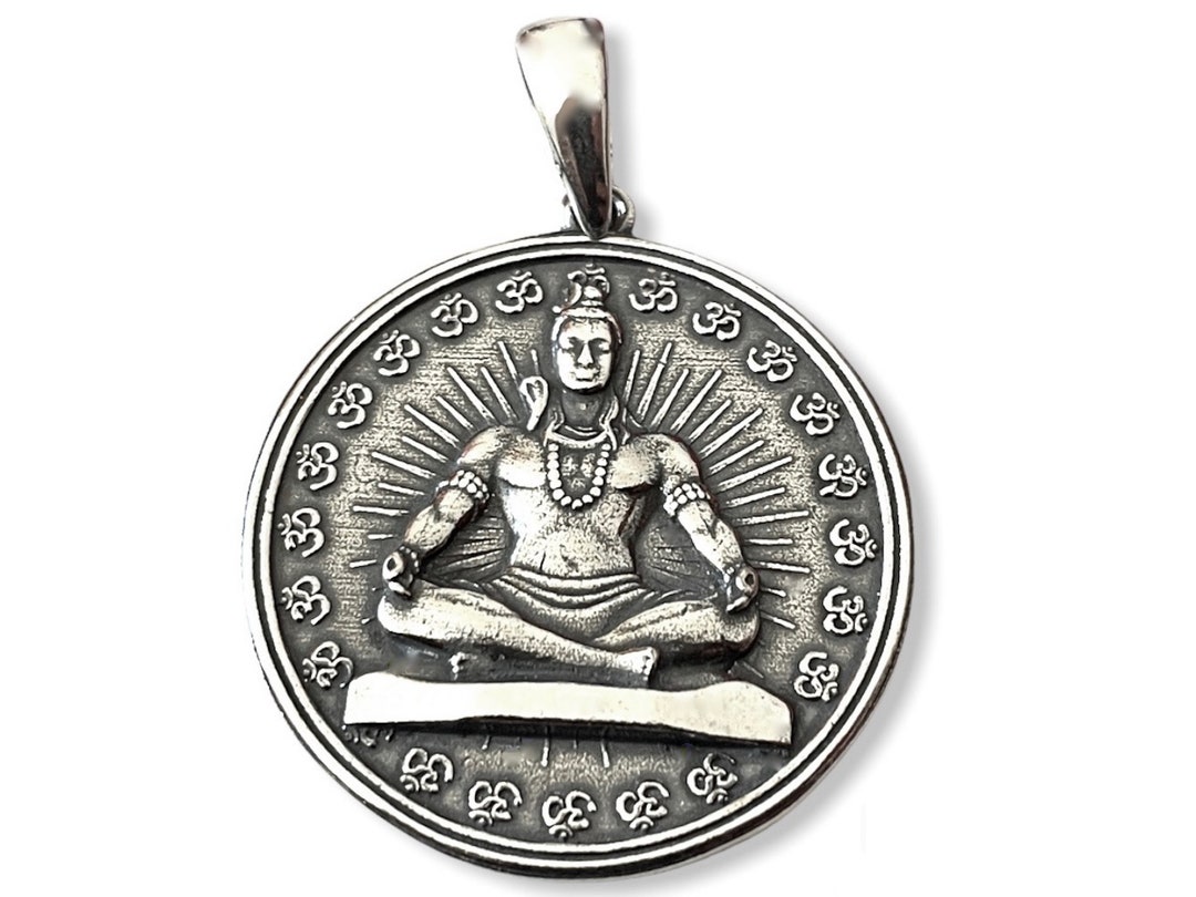 Sterling Silver 925 Shiva Pendant Om Ohm Symbol Meditation Amulet Yoga ...