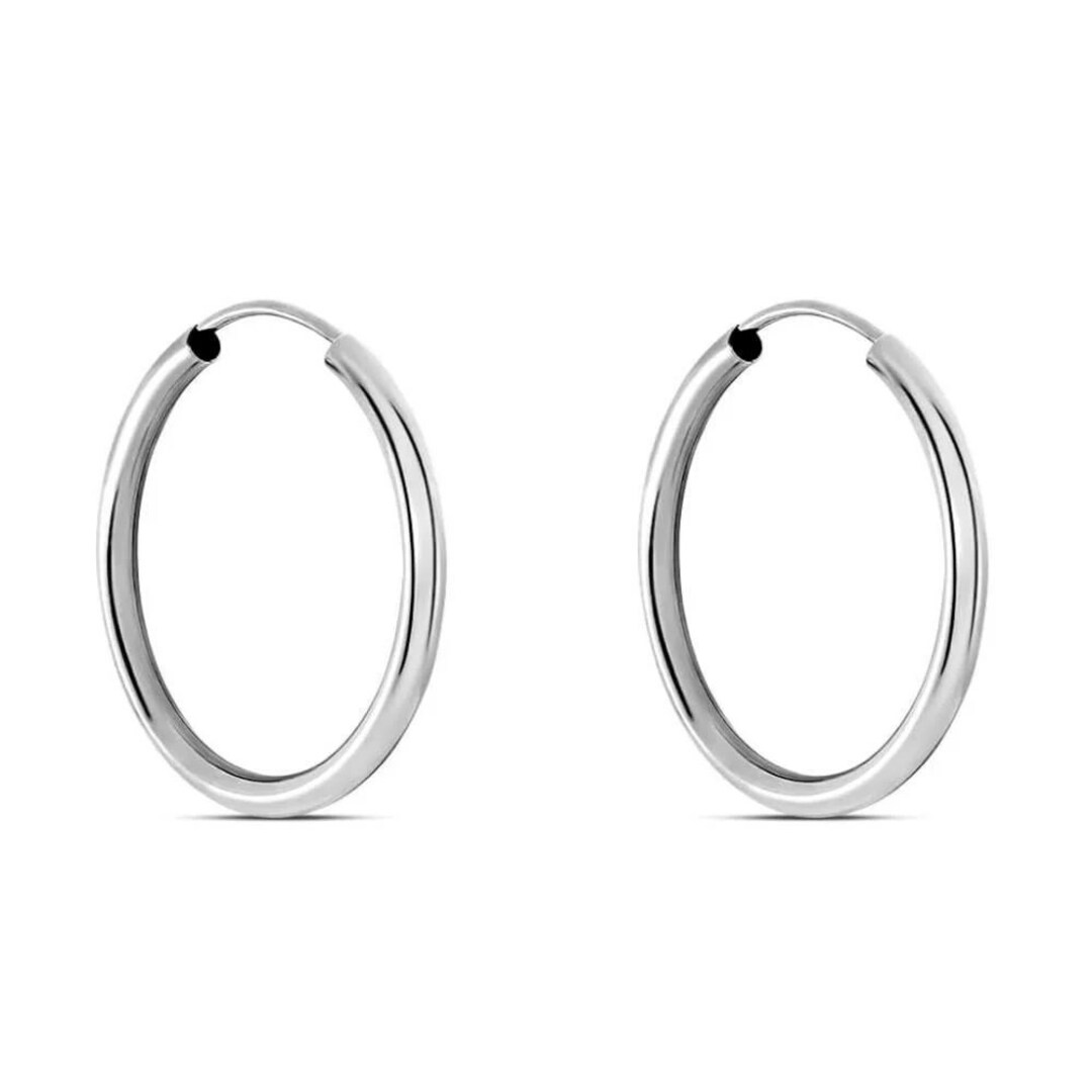 Sterling Silver .925 Hoop Earrings 2cm 20mm Mini Round Endless Wire Sleeper Hook Minimalist ...