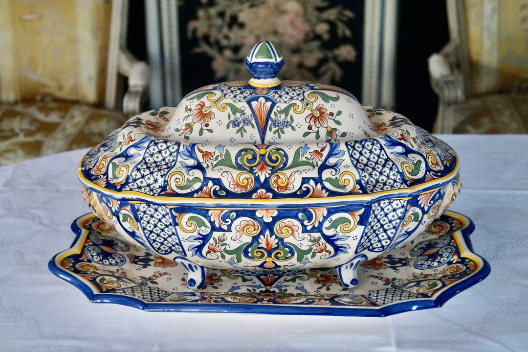Stunning Very Rare Vintage "devres" Rouen France Big Tureen With Under Plate - Etsy