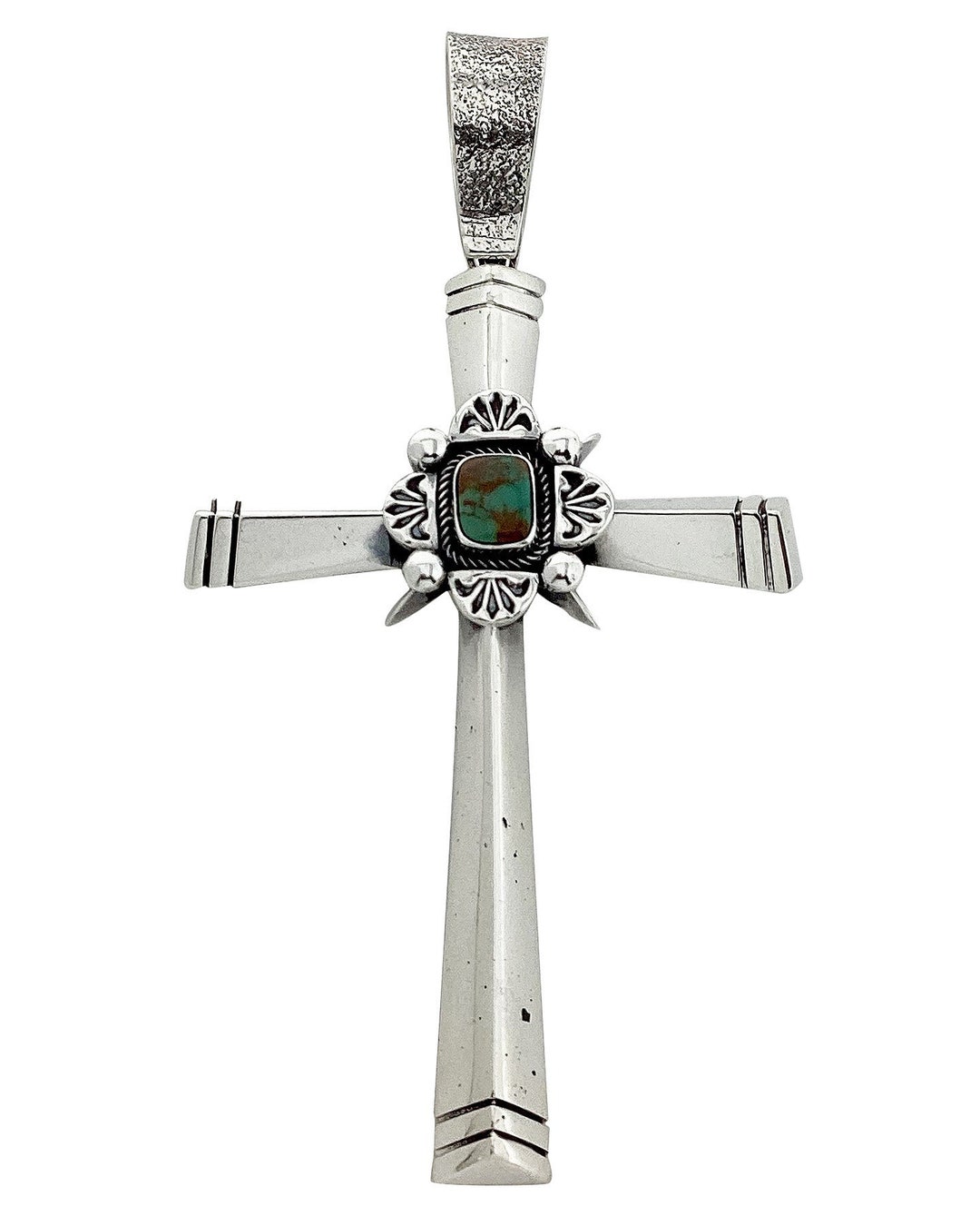 Aaron Anderson, Pendant, Cross, Royston Turquoise, Navajo Handmade, 4 7 ...