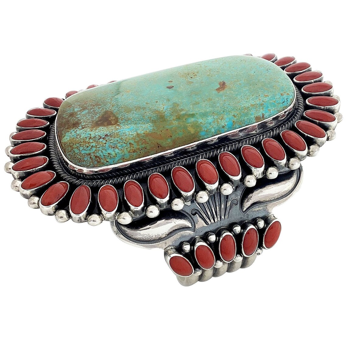 Ernest Roy Begay, Bracelet, Mediterranean Coral, Turquoise, Navajo Made ...