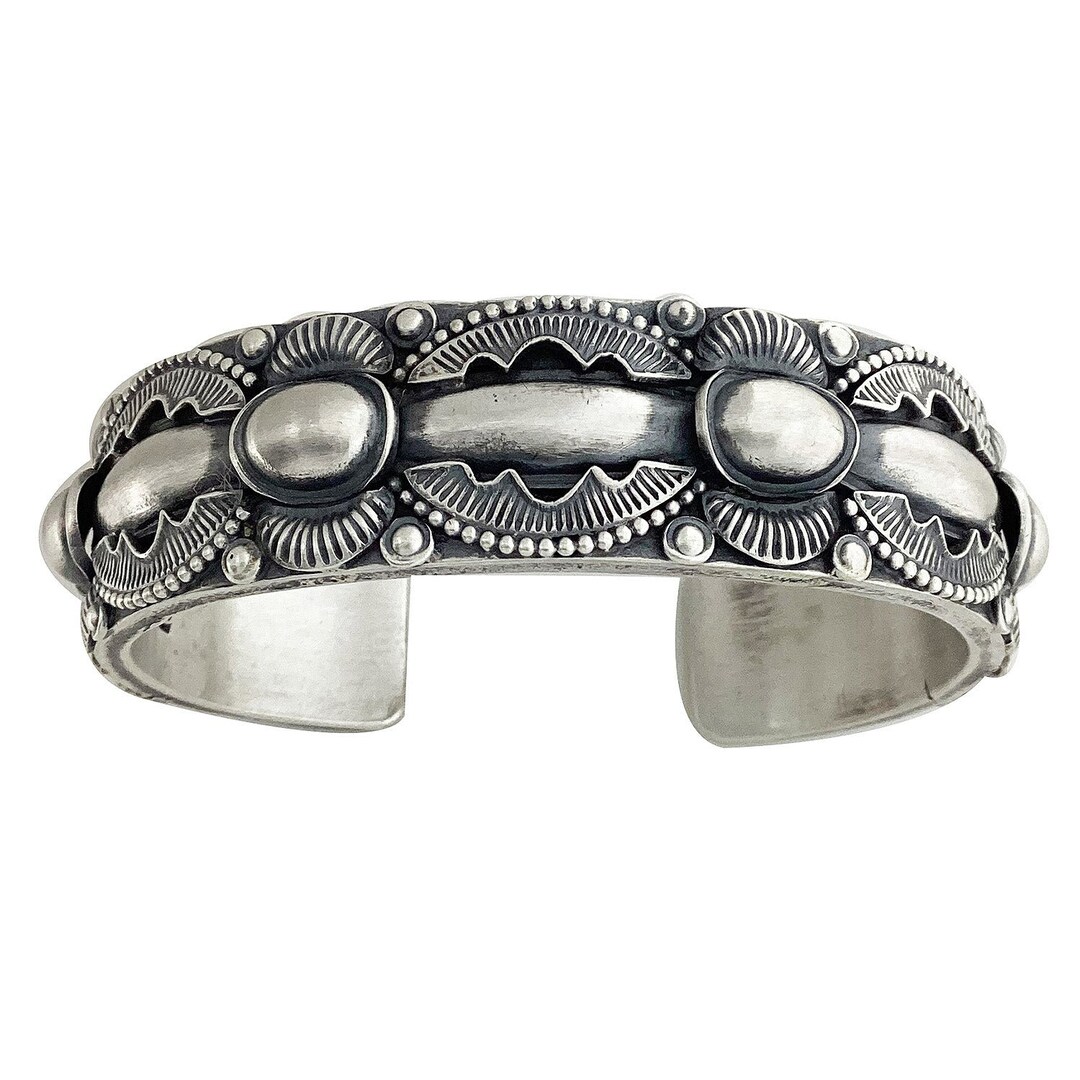 Derrick Gordon, Bracelet, Heavy, Stamping, Silver Ingot, Navajo ...