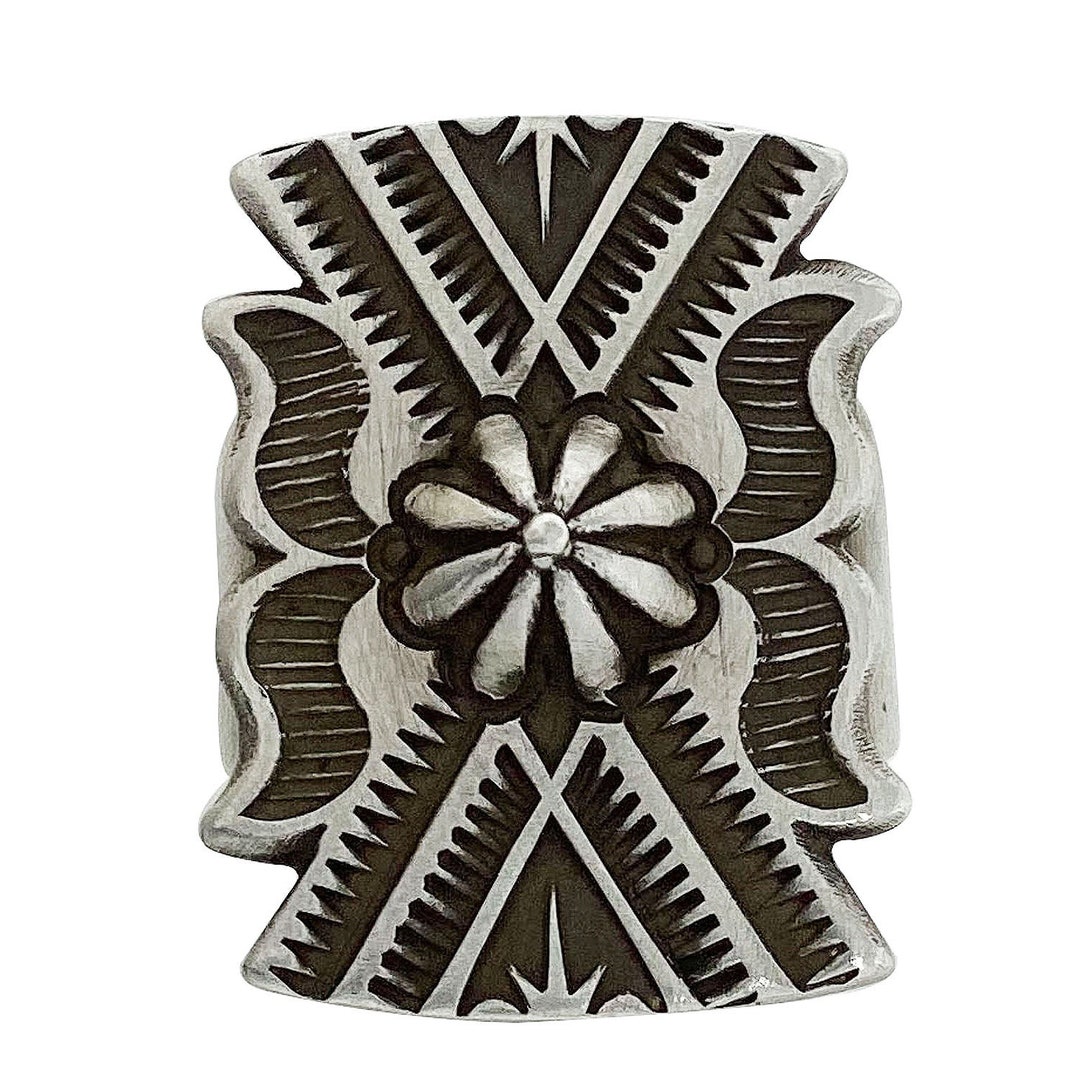Edison Sandy Smith, Ring, Revival Artwork, Stamping, Navajo Handmade, 7 ...