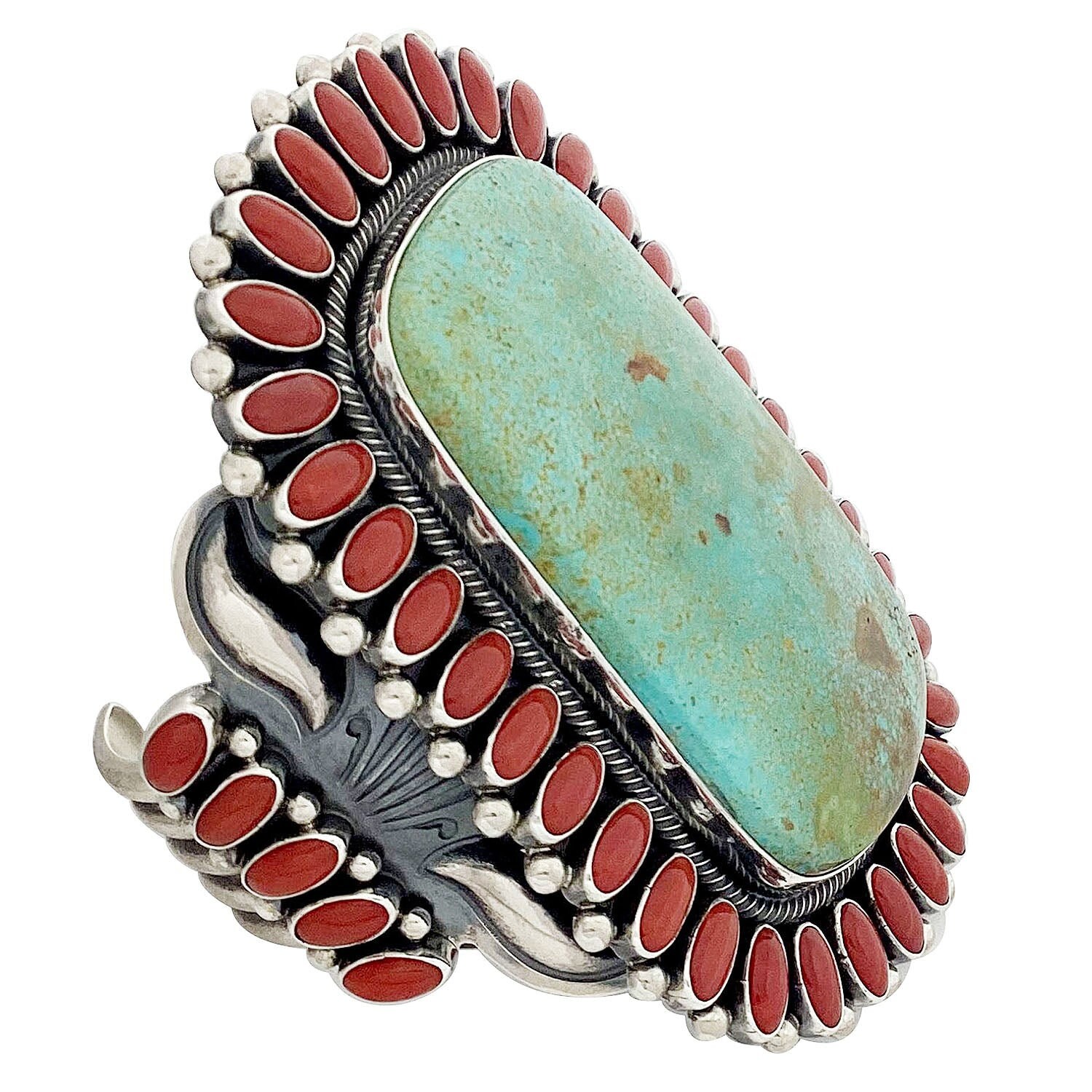 Ernest Roy Begay, Bracelet, Mediterranean Coral, Turquoise, Navajo Made ...
