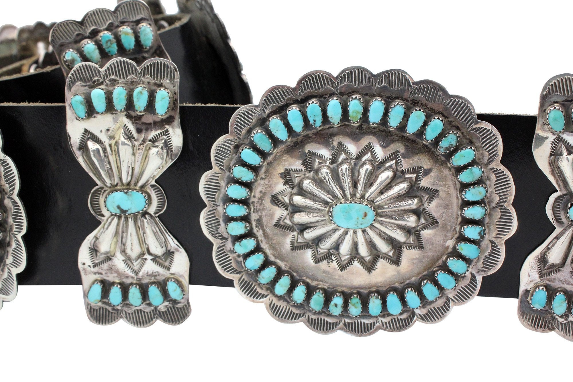 Larry Moses Begay, Concho Belt, Kingman Turquoise, Circa 1980s, Navajo ...
