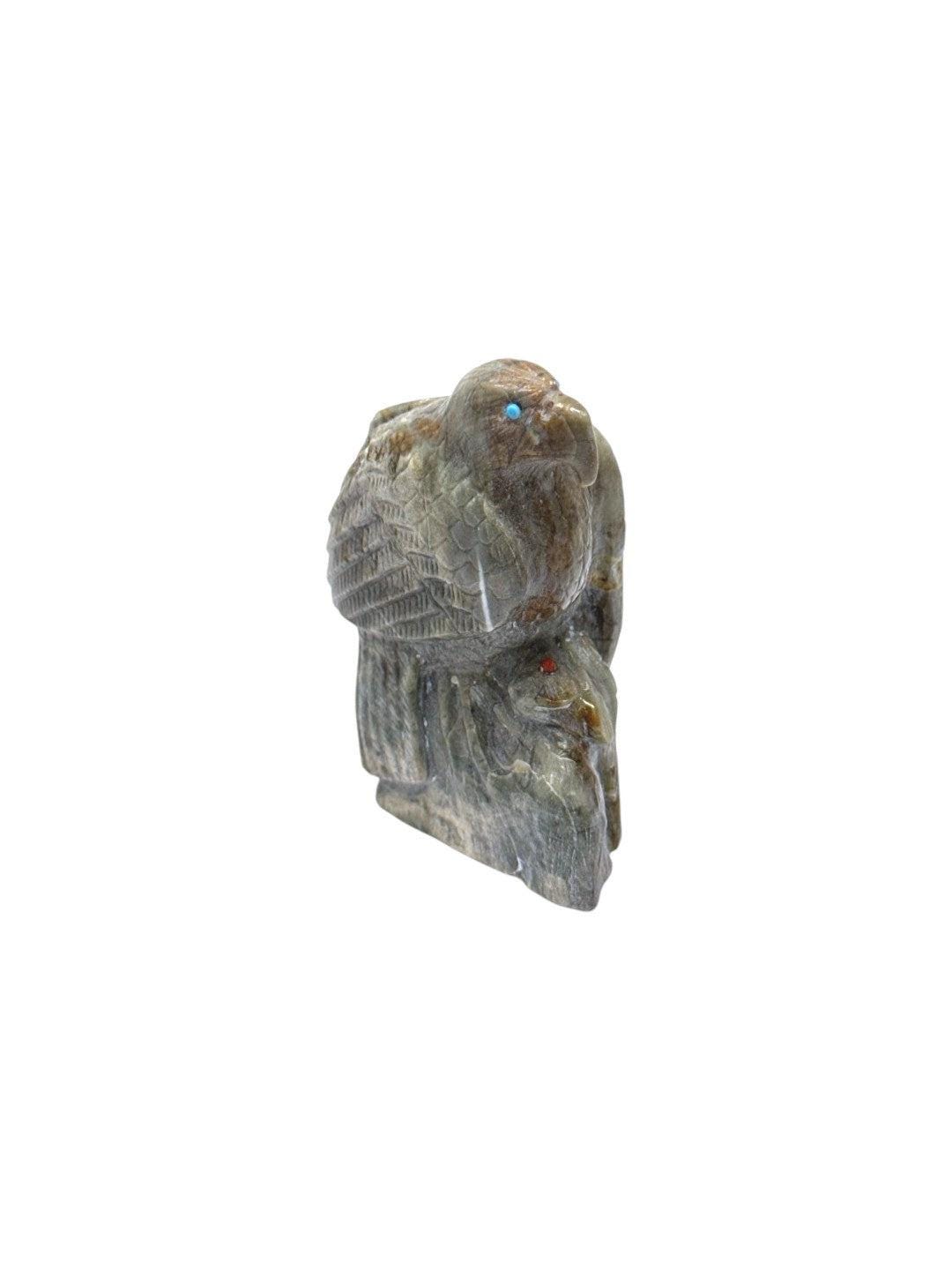 Derrick Kaamasee, Fetish, Eagle, Picasso Marble, Zuni Hand Carved, 3 ...