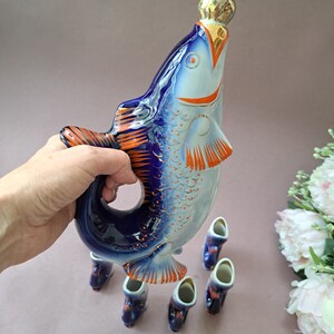 Set for Drinking Fish Vintage Glasses Decorative Decanter and 6 Shot ...