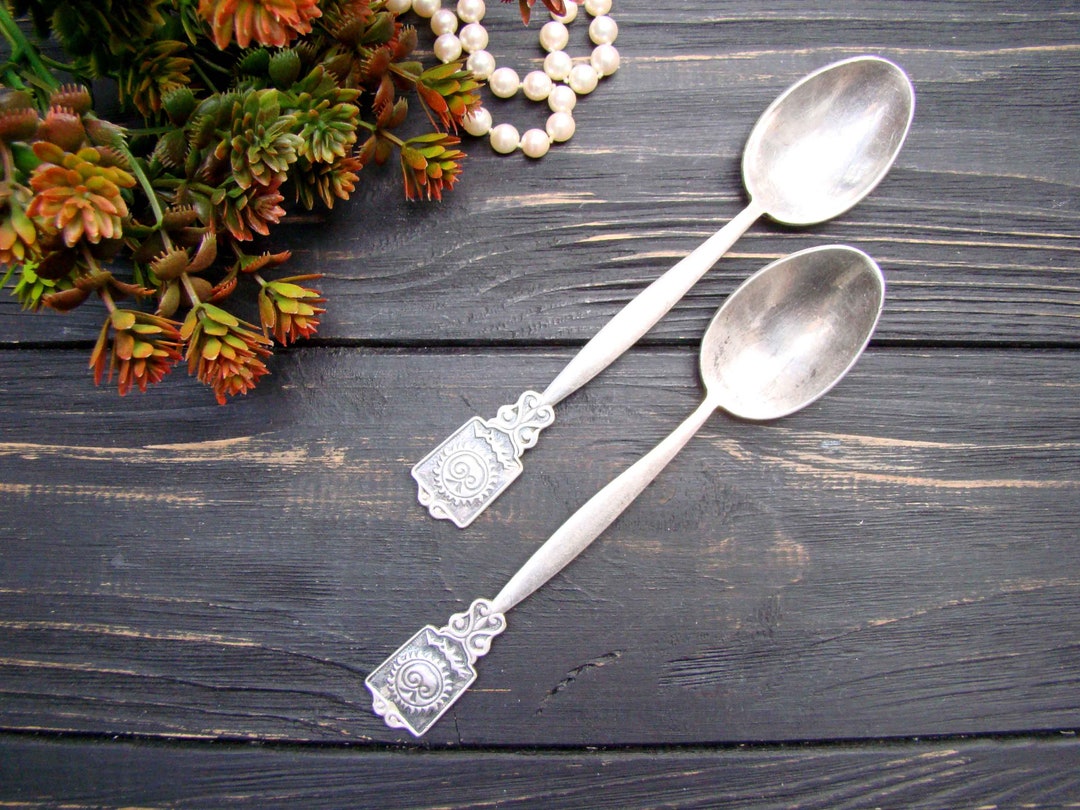 Retro Teaspoons Decorative Spoons for Tea Set of 2 Vintage Silverware ...