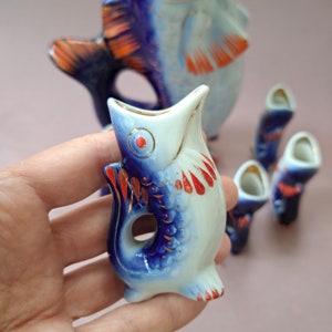 Set for Drinking Fish Vintage Glasses Decorative Decanter and 6 Shot ...