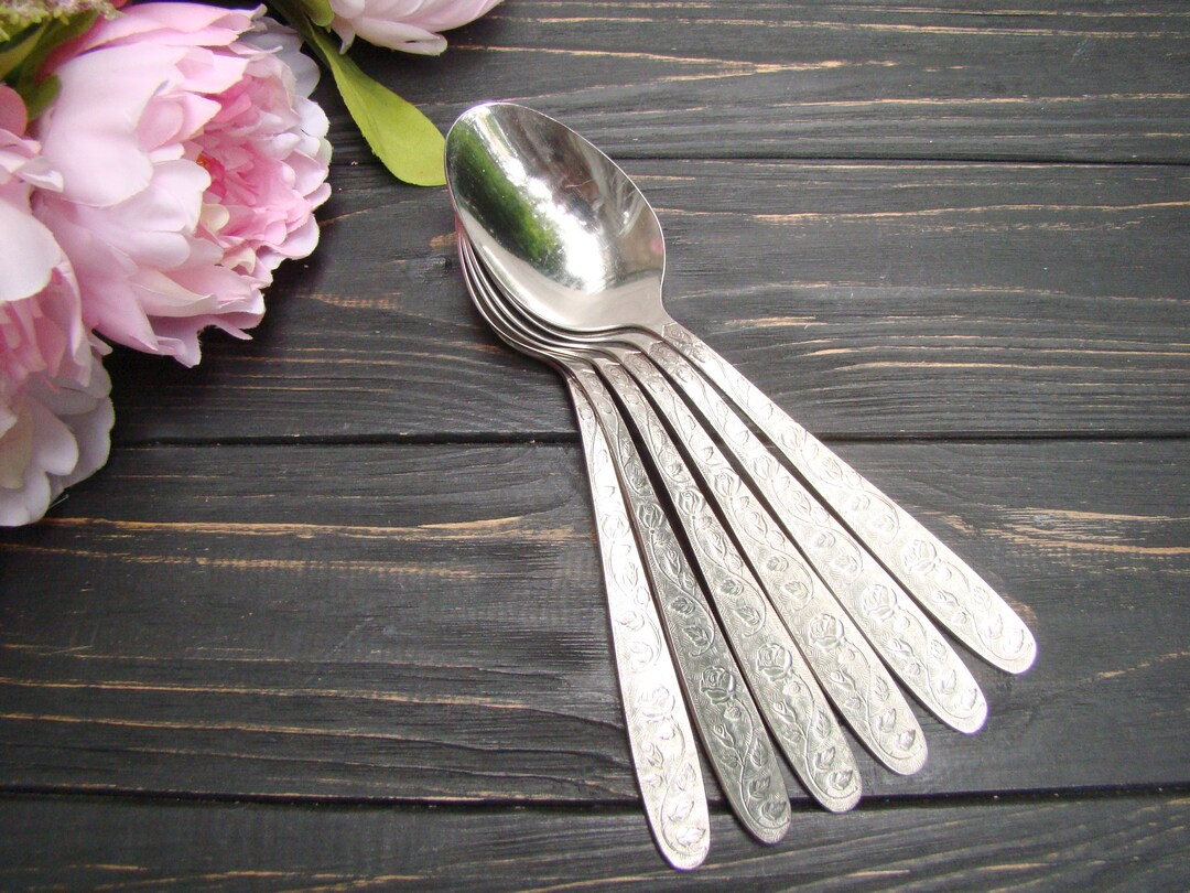 Metal Tablespoons, Vintage Cutlery Set, Table Soup Spoons, Set of 6 ...