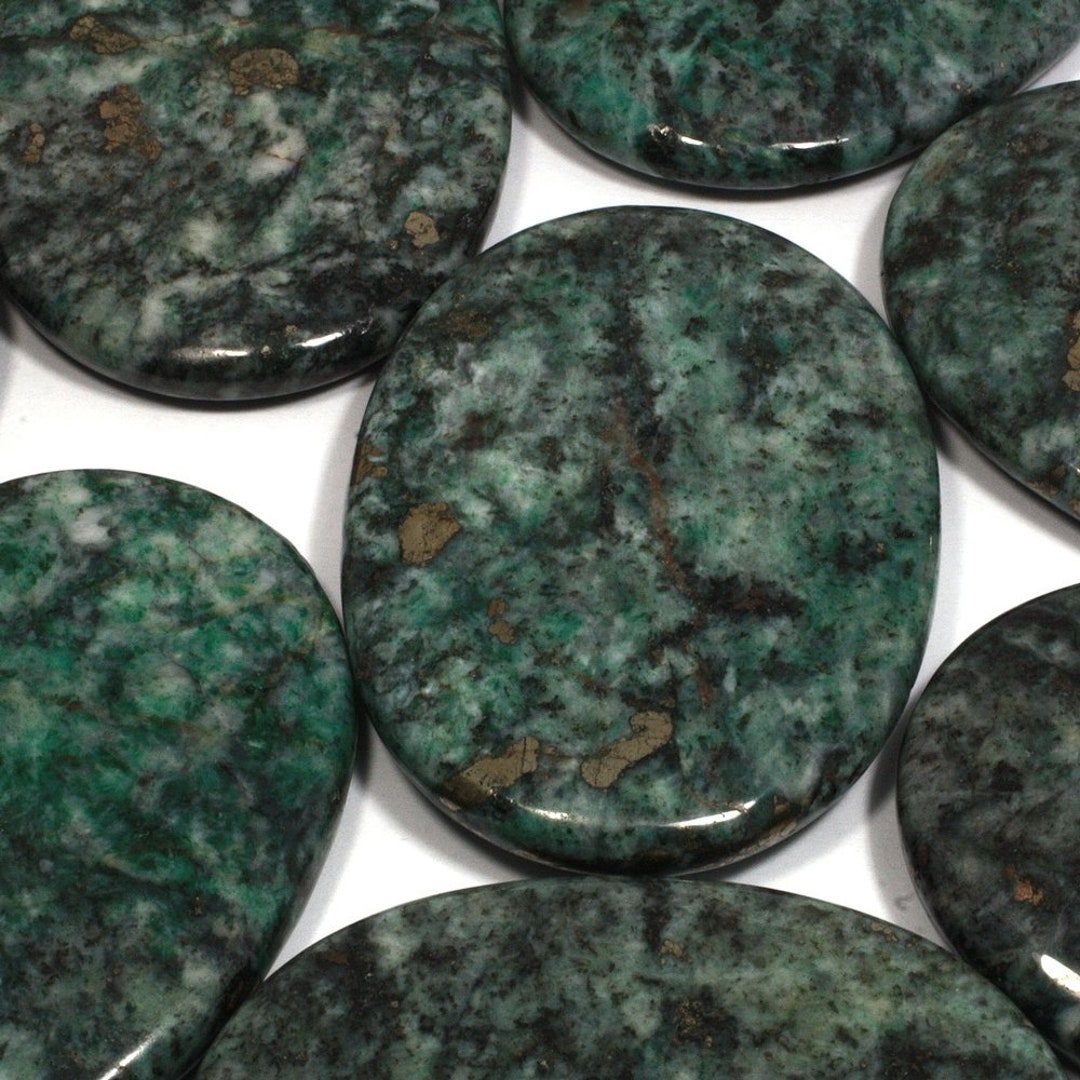 African Jade & Pyrite Palm Stone ~70x50mm | PS24 - Etsy