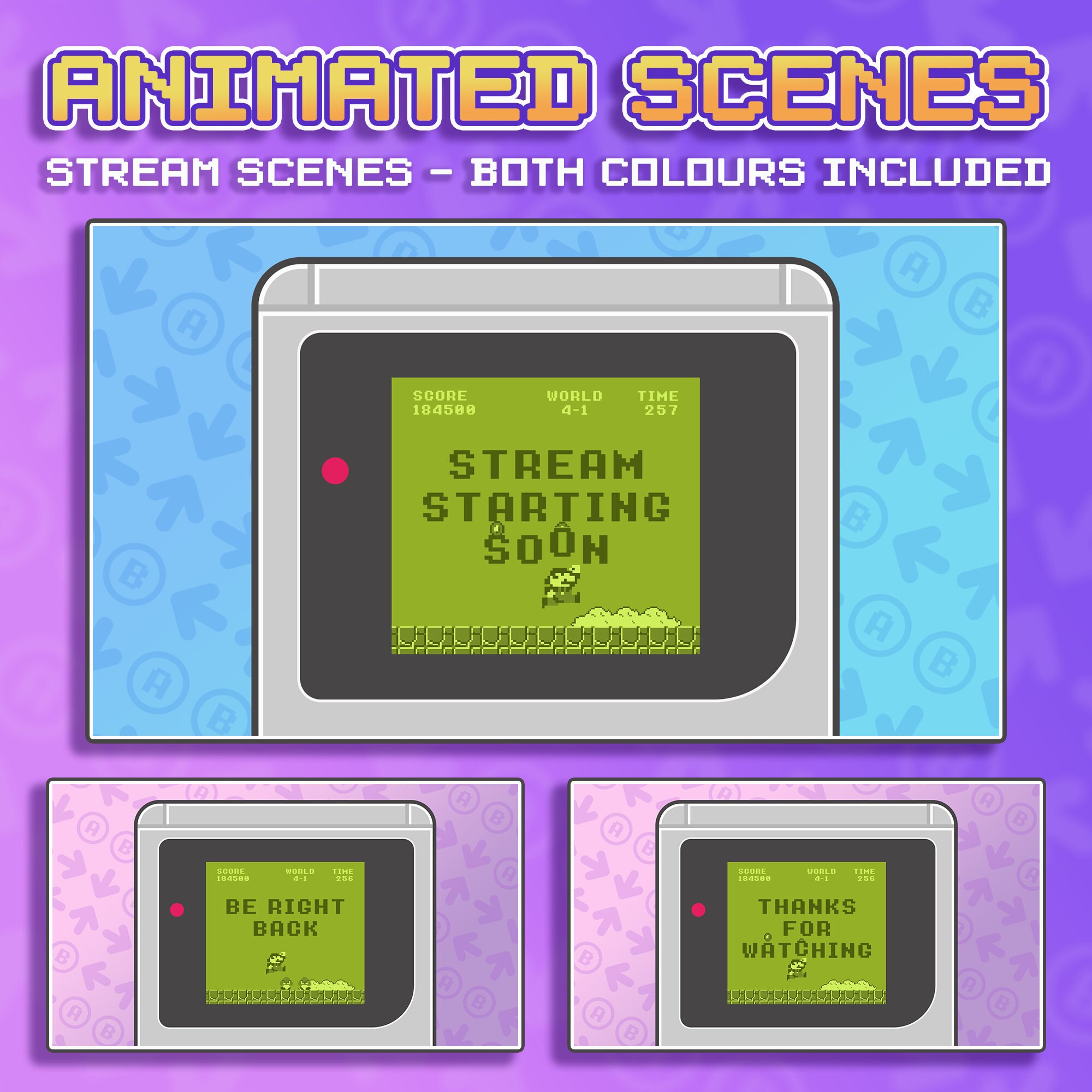 Animated Gameboy Stream Overlay Package: Retro Gaming Kawaii Design - Etsy