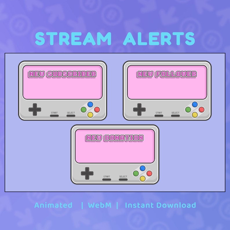 Animated Twitch Alerts Retro Game Boy Gaming Stream Notification Alerts ...