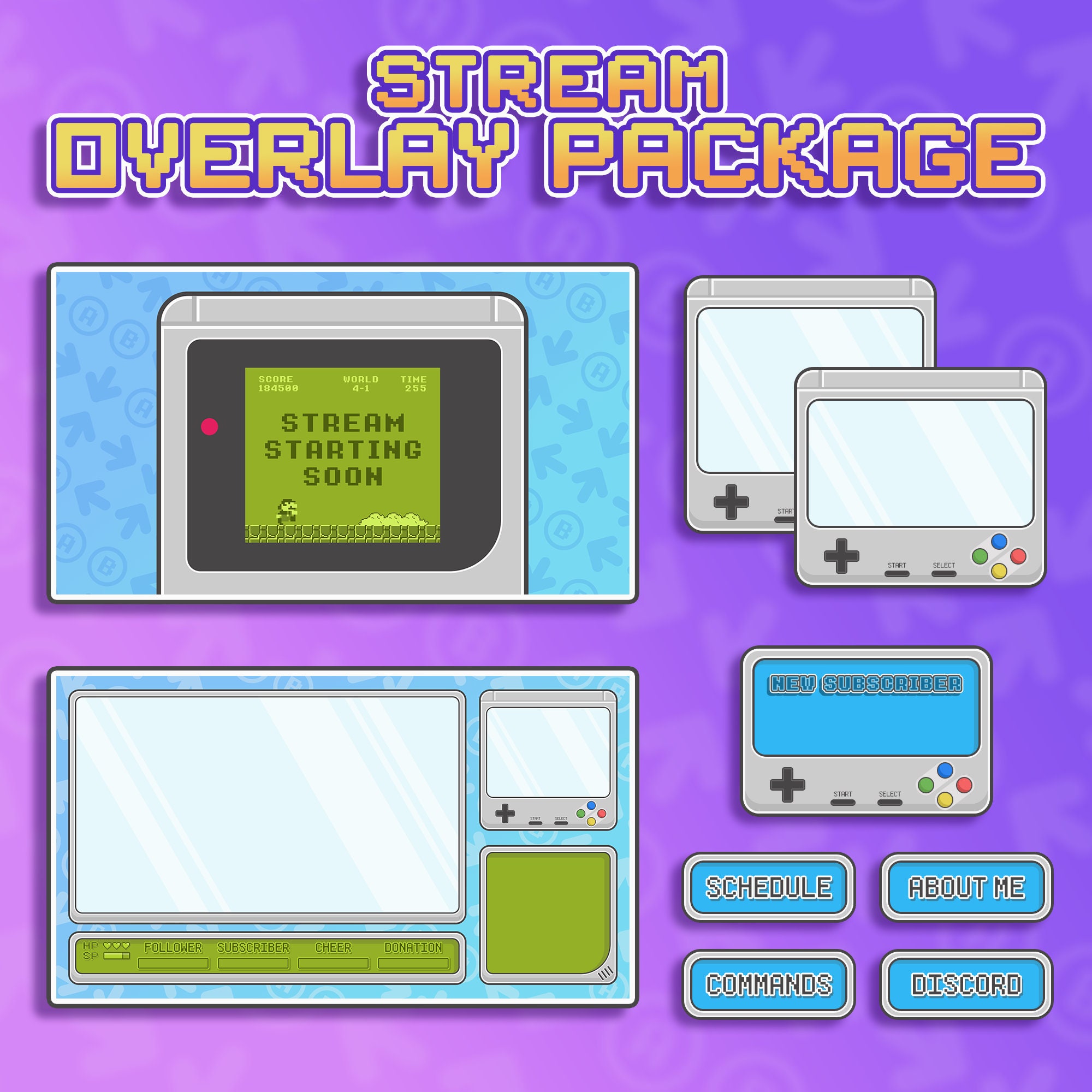 Animated Gameboy Stream Overlay Package: Retro Gaming Kawaii Design - Etsy
