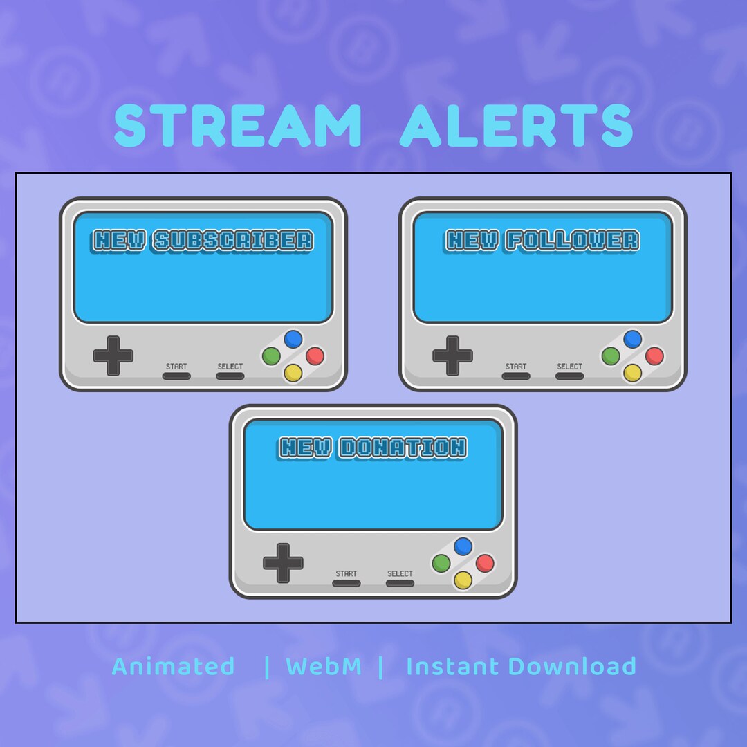 Animated Twitch Alerts Retro Game Boy Gaming Stream Notification Alerts ...