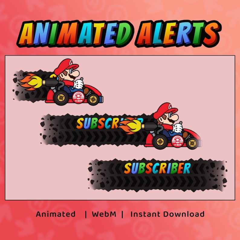Mario Kart World Themed Animated Stream Alerts Notification Twitch ...