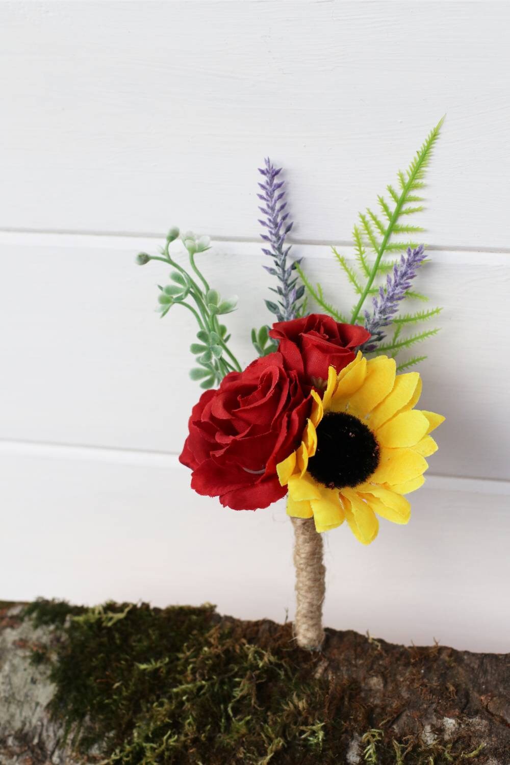 Sunflower Wedding Boutonniere Flower Boutonniere Burgundy Boutonniere ...