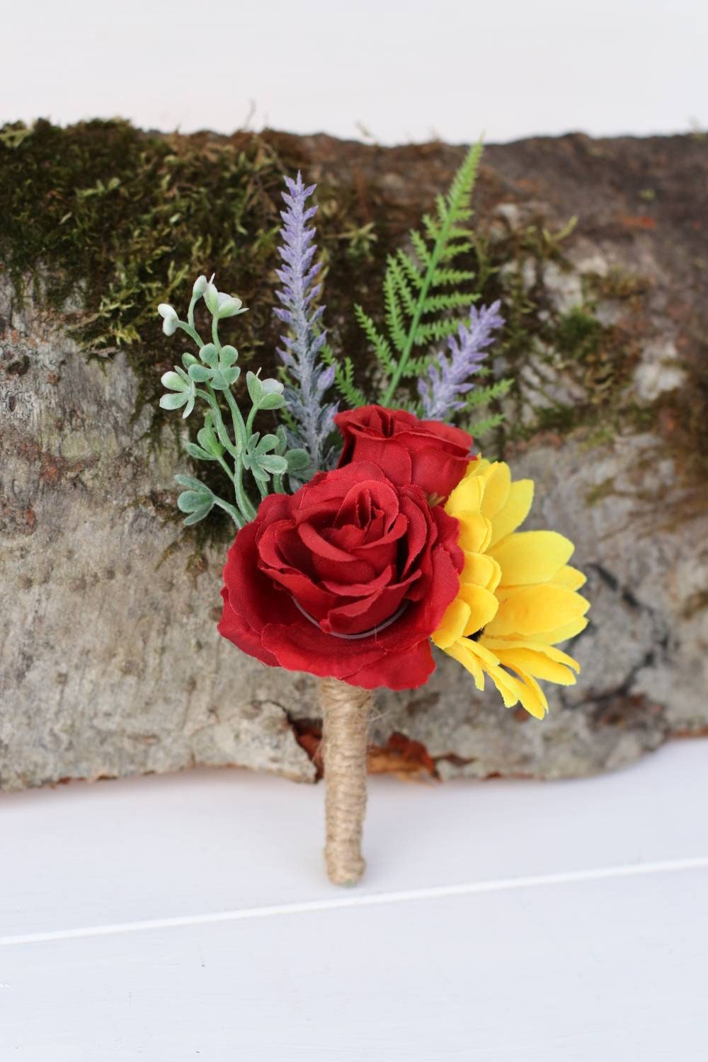 Sunflower Wedding Boutonniere Flower Boutonniere Burgundy Boutonniere ...