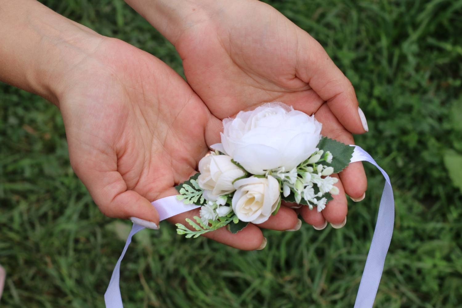 White Carnation Wrist Corsage