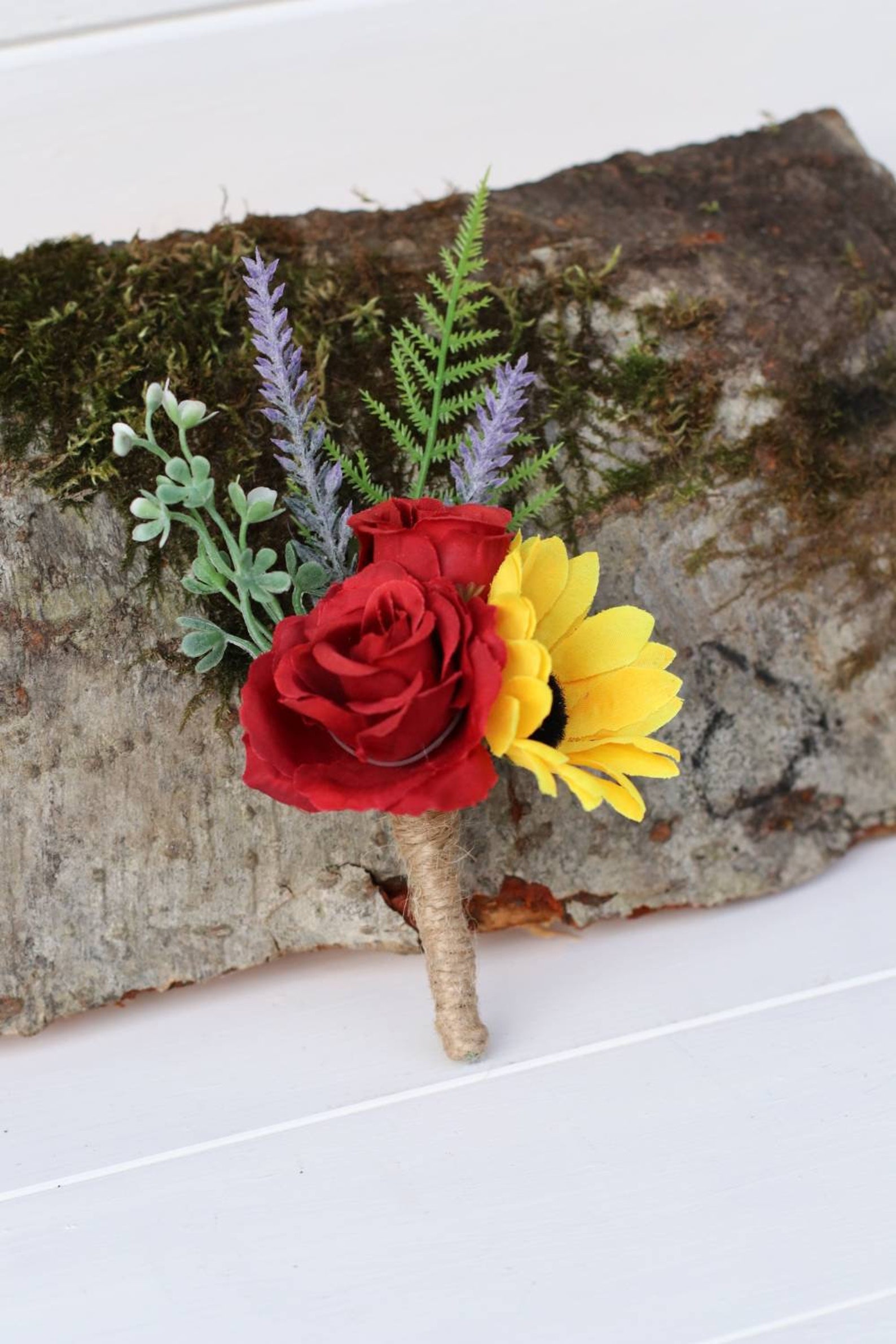 Sunflower Wedding Boutonniere Flower Boutonniere Burgundy Boutonniere ...