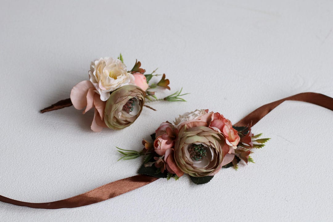 Wedding Boutonniere and Corsage Rustic Bohemian Style in Ivory and ...