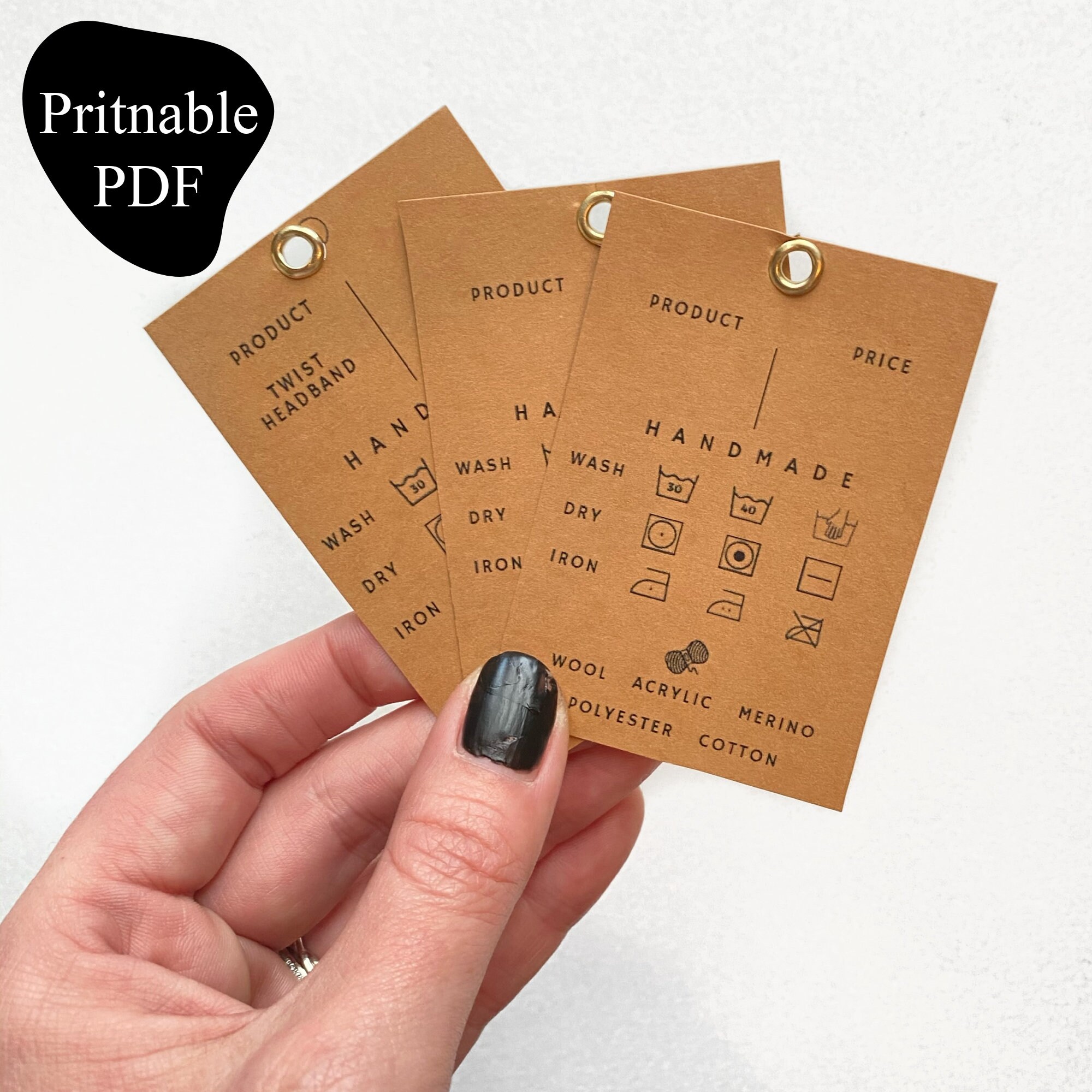 PRINTABLE Care Label Tags X Washing Instruction Hangtags - Etsy