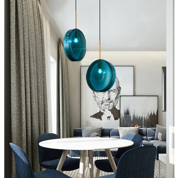 Blue Glass Pendant Light - Etsy