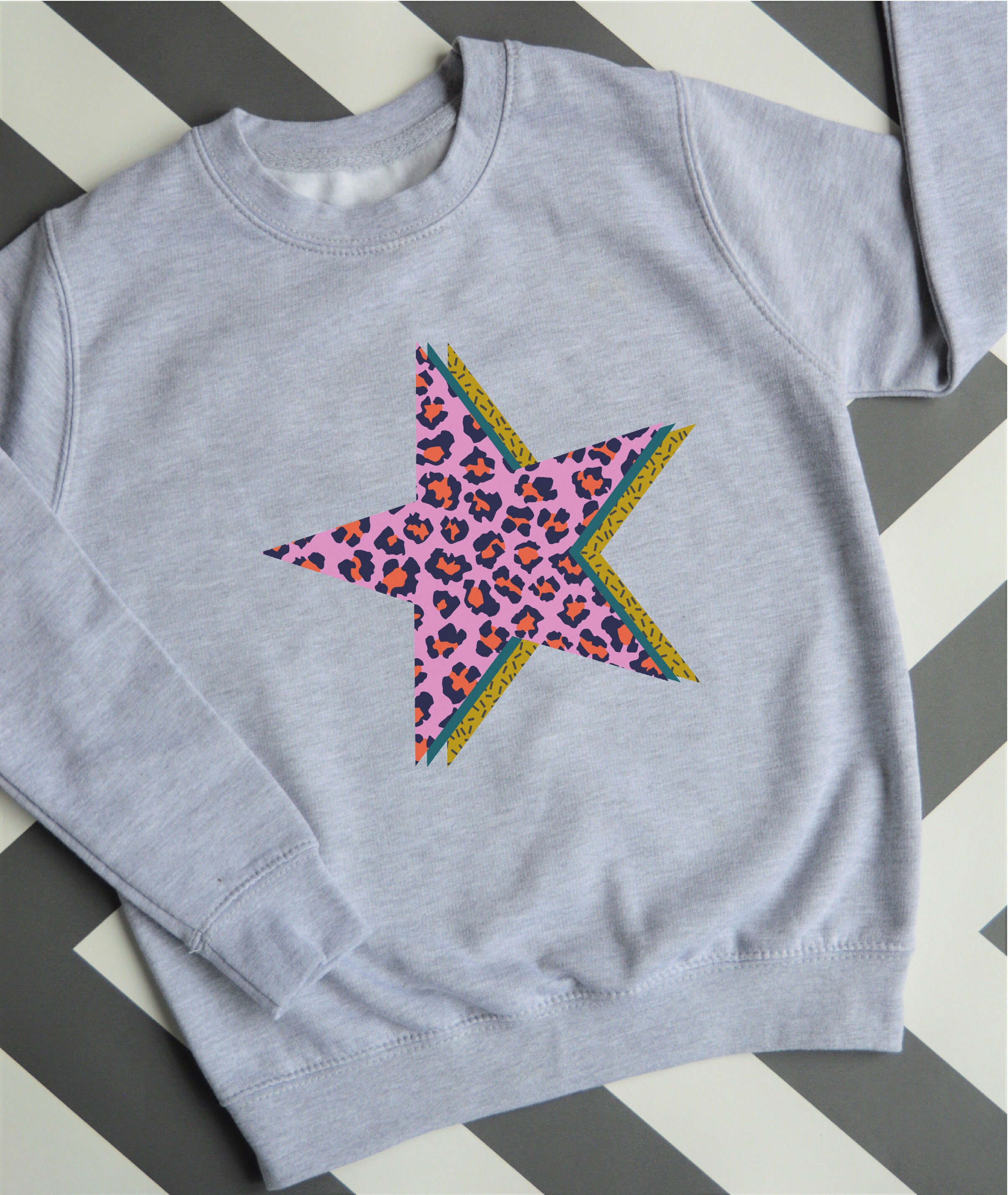 Womens Animal print star sweatshirt/Custom made ladies star | Etsy