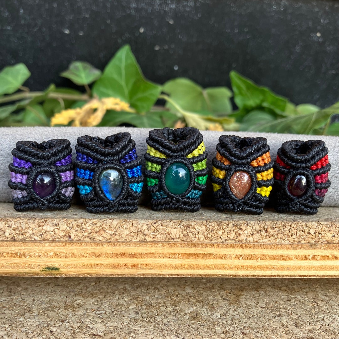 Rings for Rasta With Natural Stones / Dradlocks Beads With - Etsy