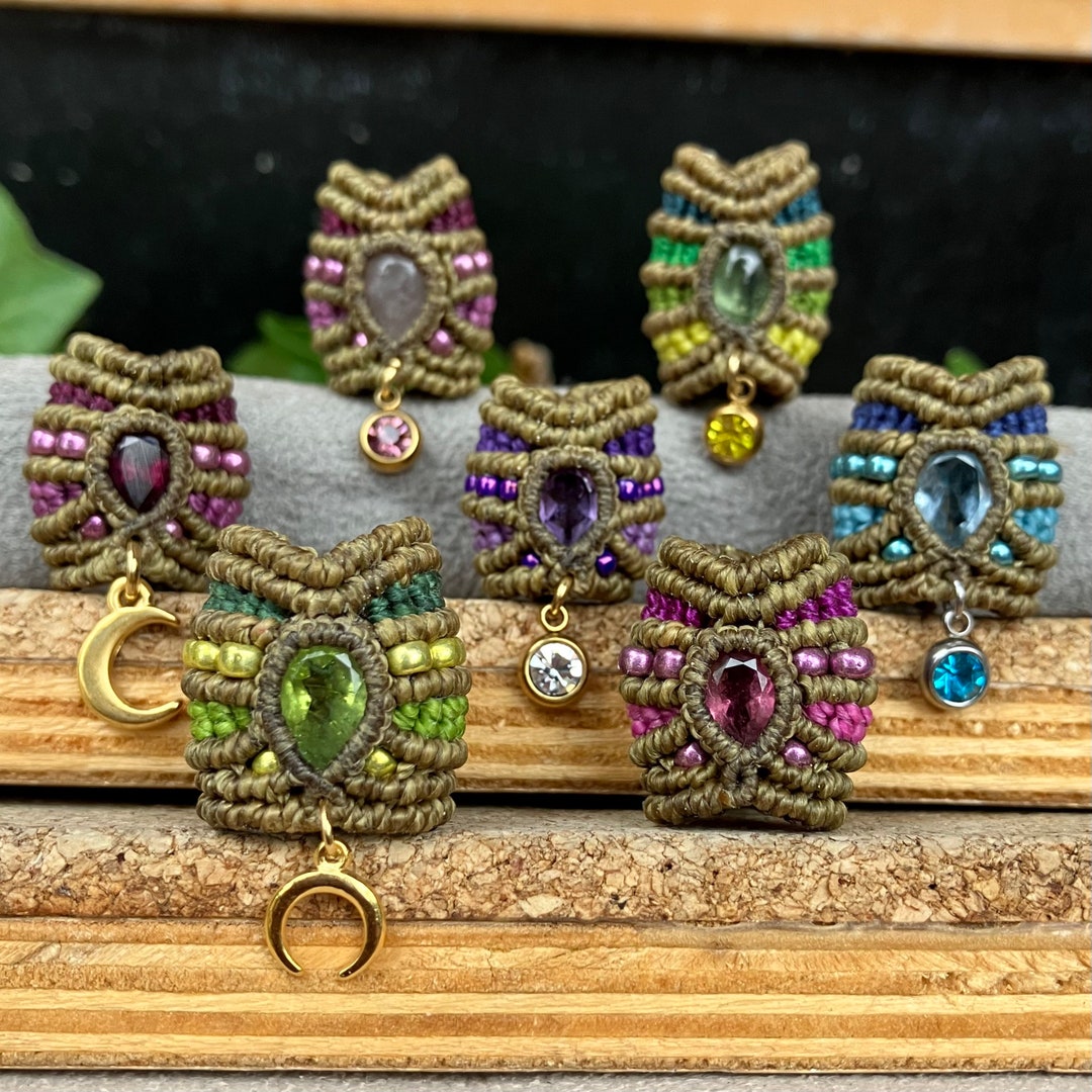 Hair Rings dreadlocks or Braids With Natural Stones - Etsy