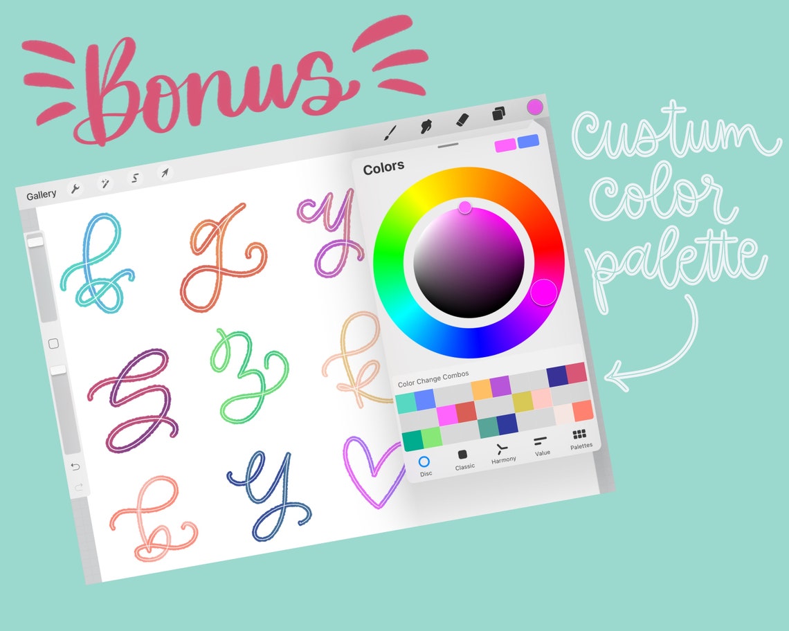 MONOLINE BRUSH for Procreate Color Changing iPad Lettering | Etsy