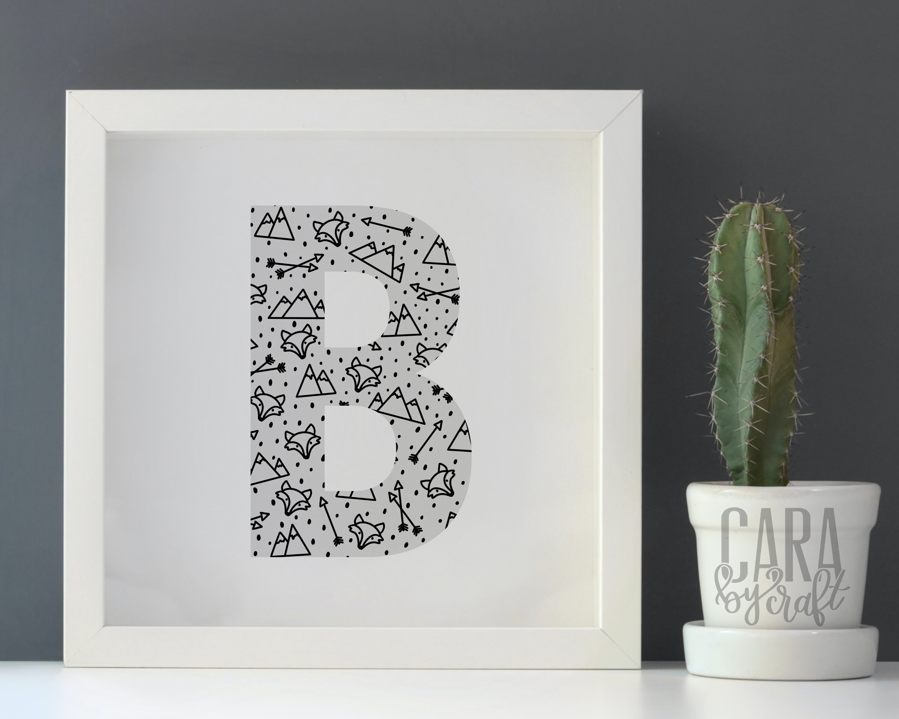 Custom Letter Art Print Letter B Wall Decor Monogram Print | Etsy