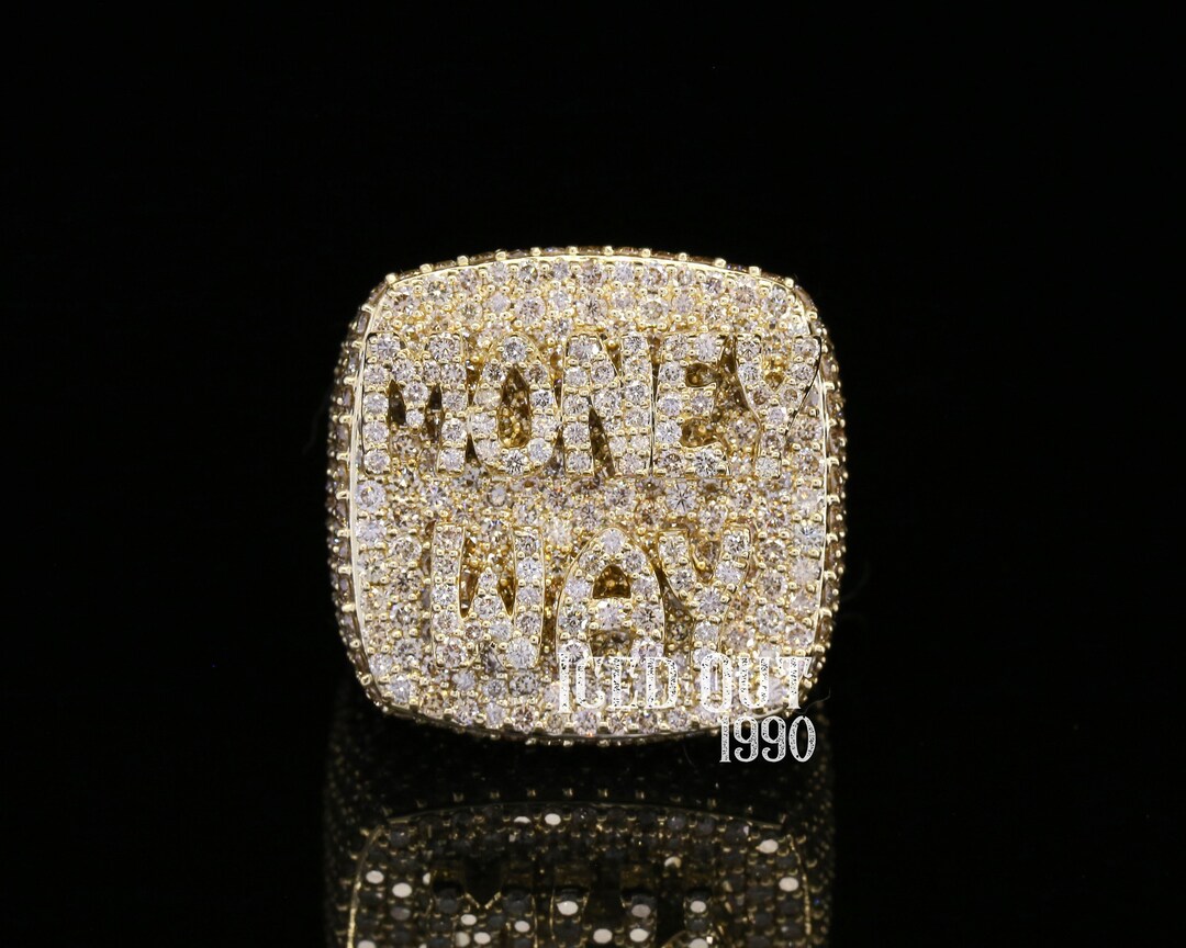 Custom Logo Iced Out Ring VVS Mens Moissanite Hip Hop Ring - Etsy