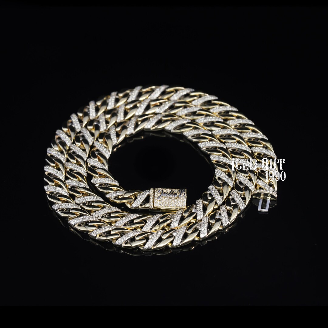 Designer Trendy 7.6MM Wide VVS Moissanite Diamond Chain Mens Moissanite ...