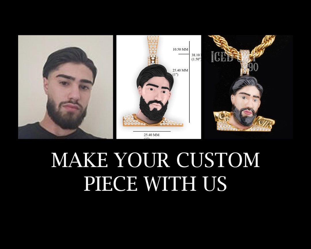 Custom 3D Enamel Pendant for Men Iced Out Hip Hop Men Face Pendant ...