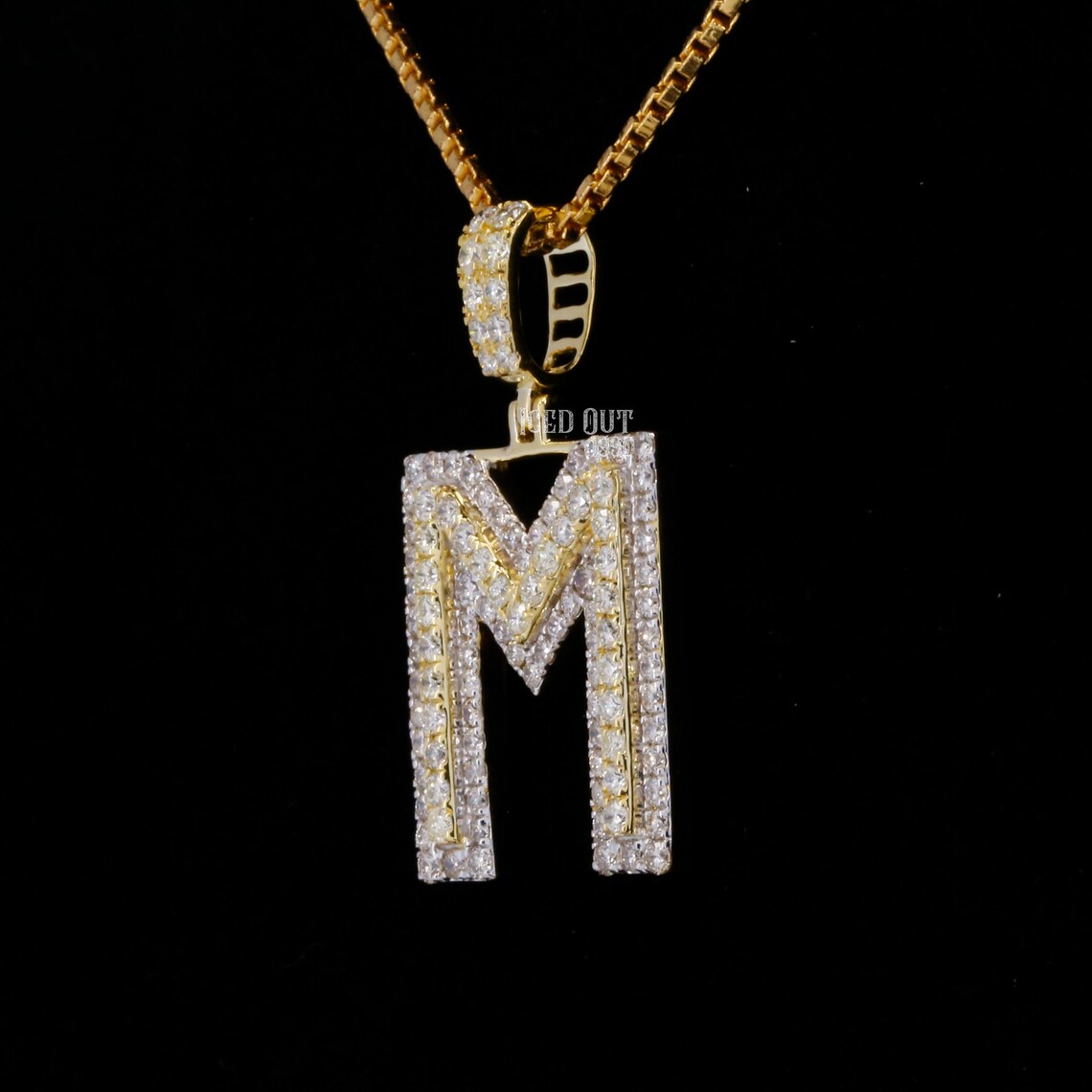M Letter Pendant 10k Solid Gold Large A-Z Initial Pendant | Etsy