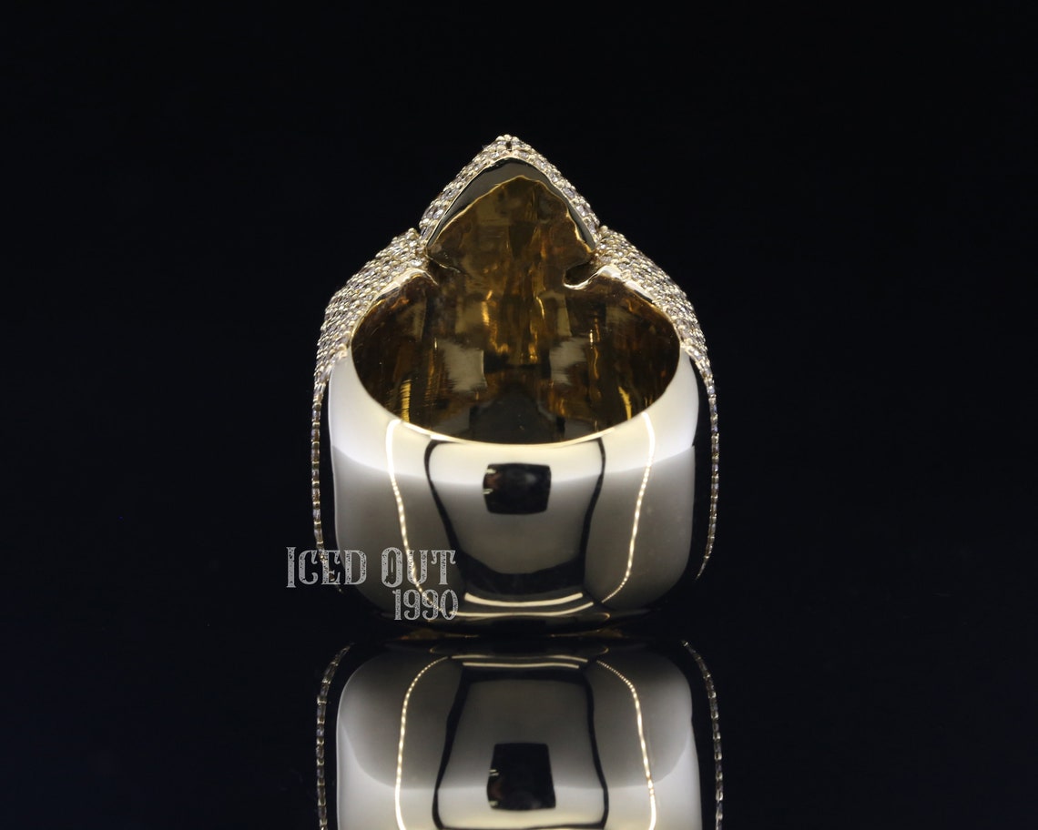 Mens Iced Out Cross Ring Christian Cross Ring 14K Solid Yellow - Etsy