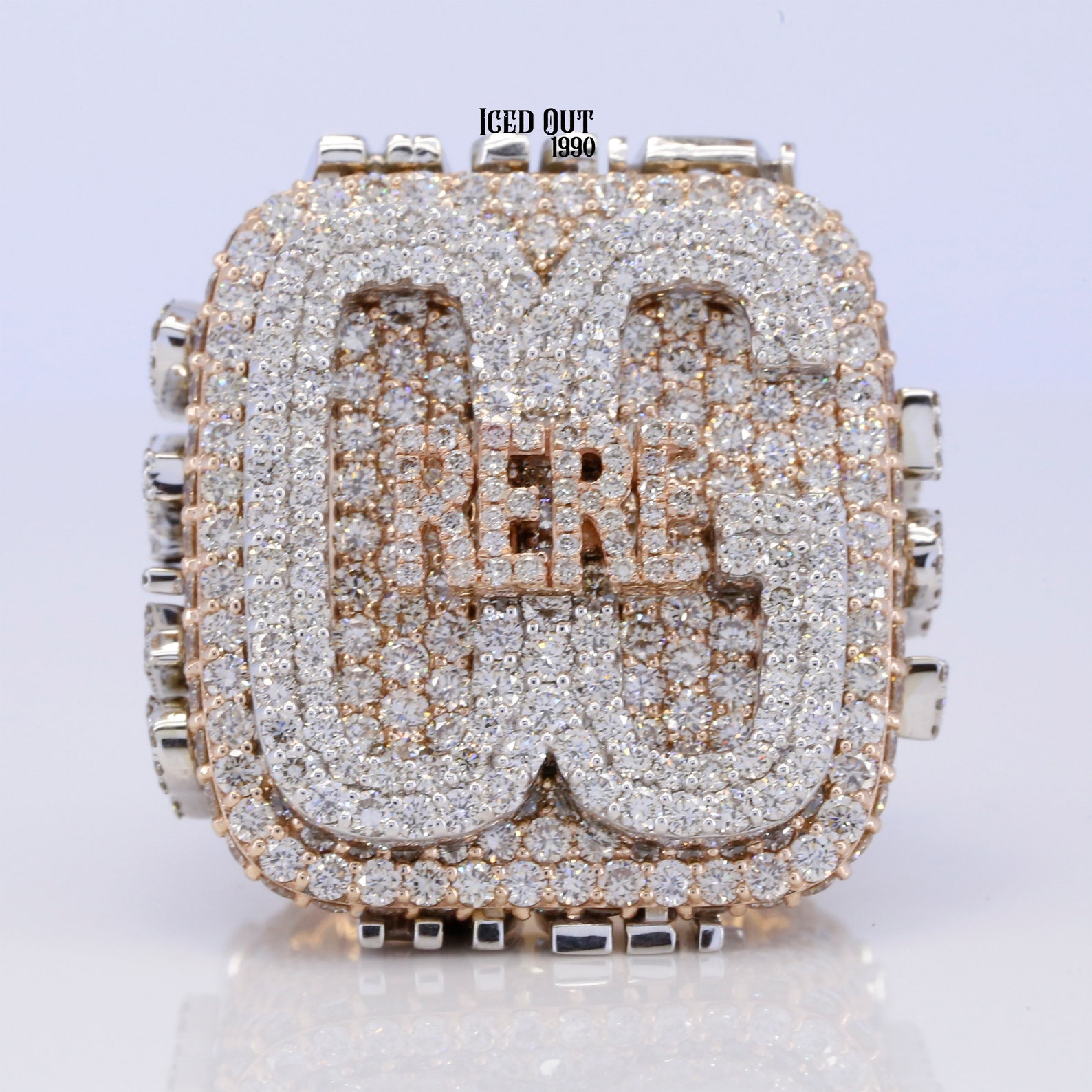 Custom GG Hip hop Ring Fully Iced out Men's | Etsy