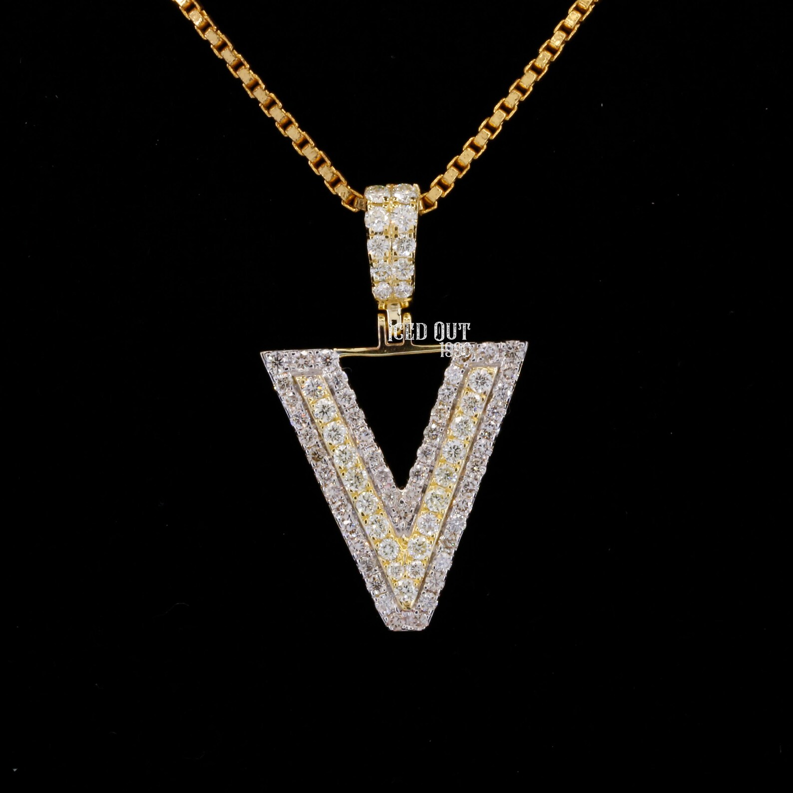 V Letter Pendant 10k Solid Gold Large A-Z Initial Pendant | Etsy