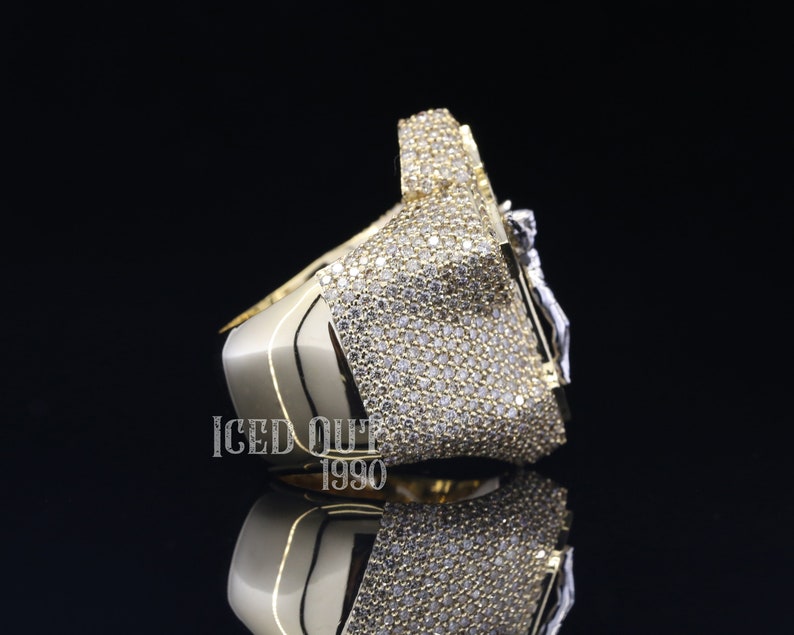 Mens Iced Out Cross Ring Christian Cross Ring 14K Solid Yellow - Etsy