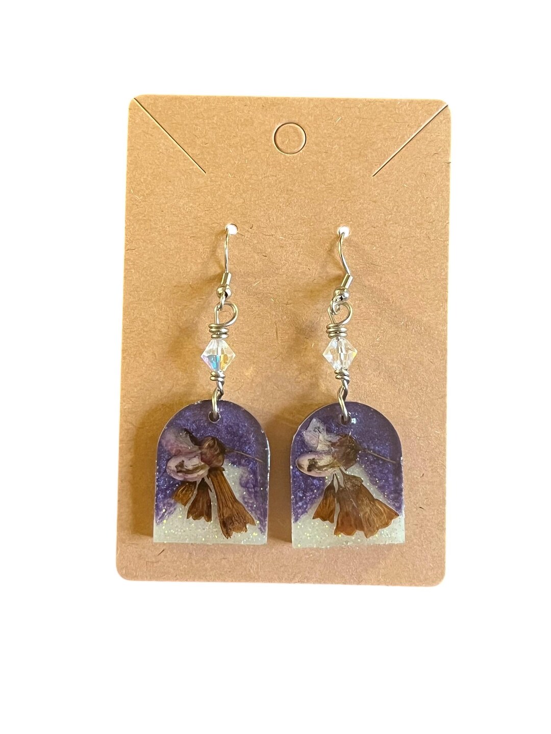 Eastern Redbuds and Virginia Bluebells With Crystal Dangle Earrings - Etsy